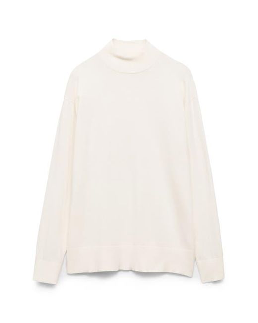 Mango Perkins Mock Neck Sweater in White | Lyst