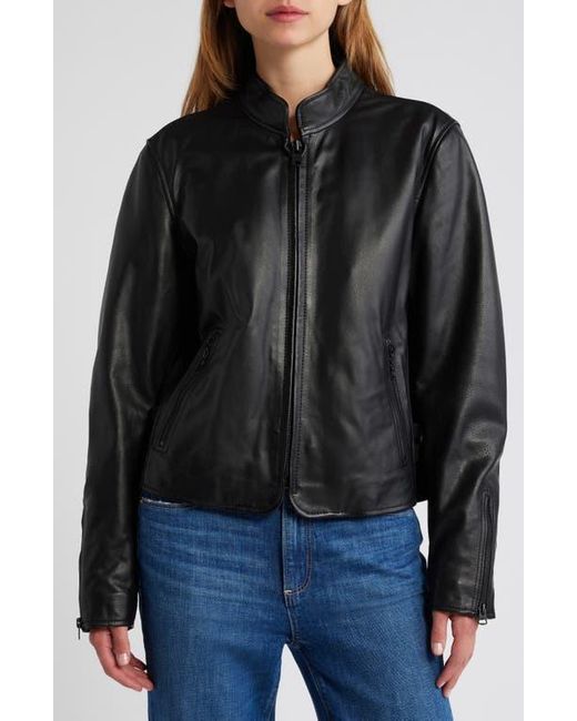 Schott Nyc Cafe Racer Leather Jacket in Black | Lyst