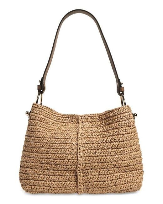 Strathberry Lana Raffia Hobo Bag in Brown | Lyst