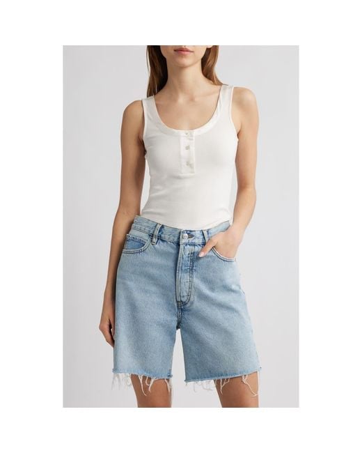 FRAME The Silk Trim Tank in Blue | Lyst