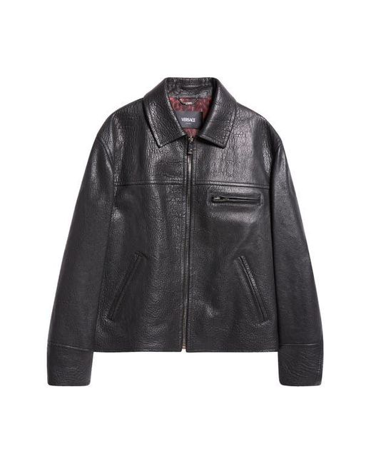 Versace Elephant Effect Leather Jacket in Black for Men | Lyst