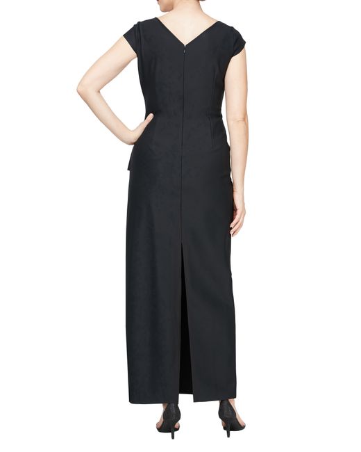 Alex Evenings Rhinestone Detail Surplice Neck Sheath Gown In Black Lyst