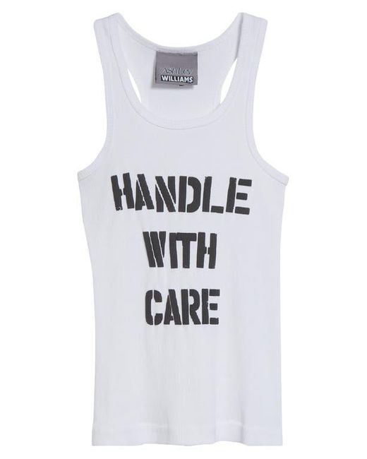 Ashley Williams Handle With Care Rib Graphic Tank in White | Lyst