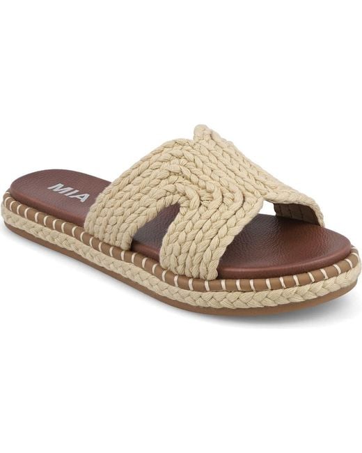 MIA Sirah Platform Slide Sandal in Brown | Lyst