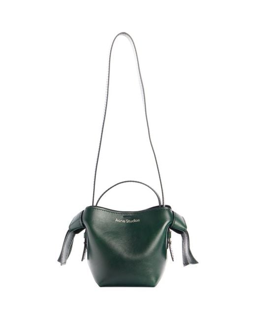 Acne Studios Mini Musubi Leather Bucket Crossbody Bag in Green | Lyst