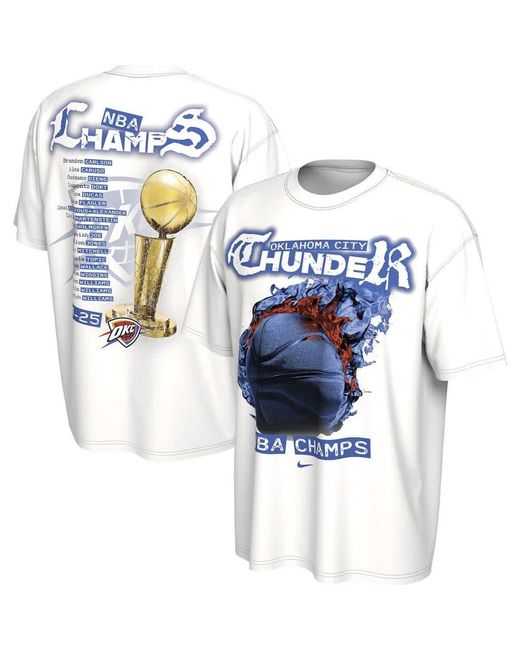 Nike Oklahoma City Thunder 2025 Nba Finals Champions Celebration Parade Roster T-Shirt in Blue ...