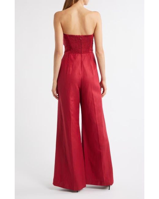 Mango Foldover Strapless Jumpsuit in Red | Lyst