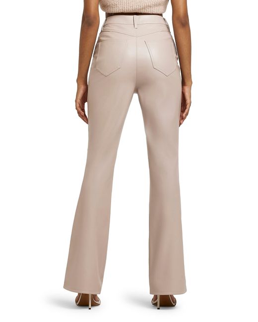 River Island Faux Leather Flare Trousers In Natural Lyst