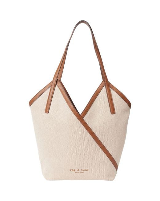 Rag & Bone Small Alix Leather Trim Canvas Carryall Tote in Natural | Lyst