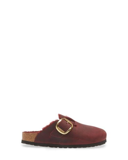 Birkenstock Boston Big Buckle Genuine Shearling Lined Clog in Purple | Lyst