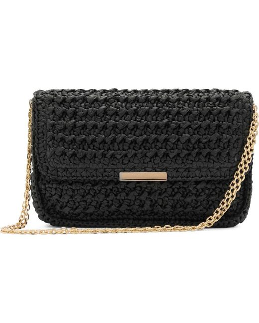 Mango Braided Raffia Bag in Black | Lyst