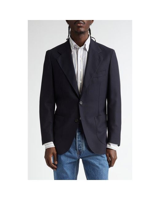 Drake's Tailored Tropical Merino Wool Sport Coat in Blue for Men | Lyst