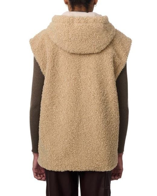 Bernardo Faux Shearling Hooded Vest in Natural | Lyst