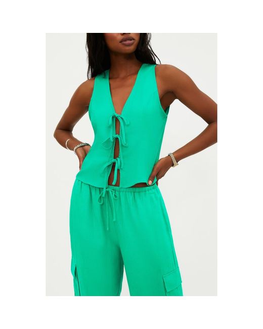 Beach Riot Arlowe Tie Front Vest in Green | Lyst