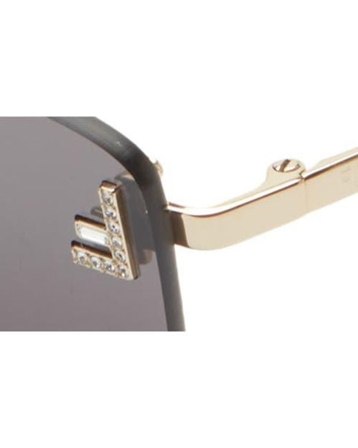 Fendi First Rimless Rectangular Sunglasses in Brown | Lyst