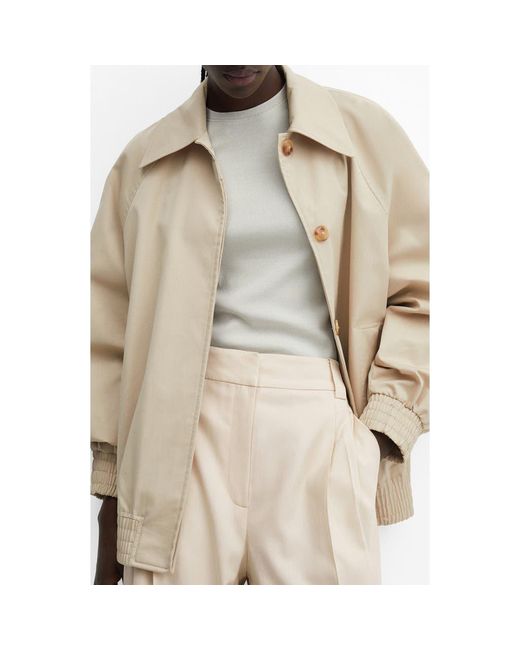 Mango Collared Relaxed Bomber Jacket in Natural | Lyst