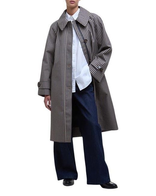 Barbour Nadine Check Showerproof Car Coat in Blue | Lyst