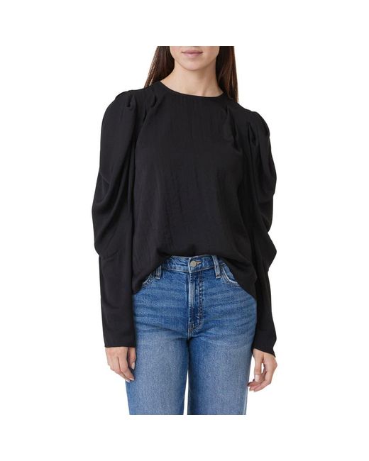 Habitual Puff Shoulder Drape Top in Black | Lyst