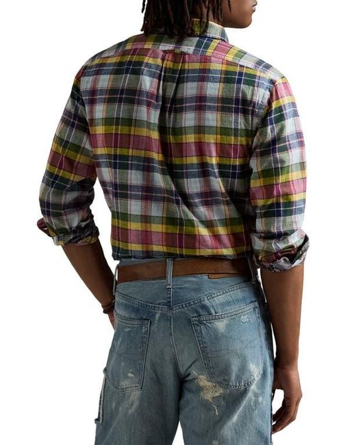 Polo Ralph Lauren Bleeding Madras Plaid Button-Down Shirt in Black for Men | Lyst