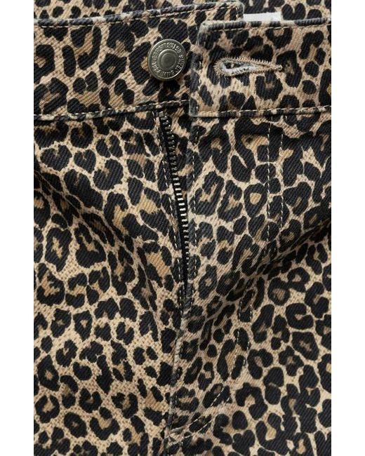 Mango Leopard Print Denim Miniskirt in Black | Lyst