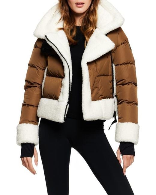 Sam. Bennet Faux Shearling Quilted Down Coat in Black | Lyst