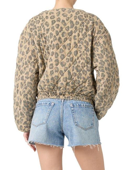 Blank NYC Leopard Print Quilted Jacket in Blue | Lyst
