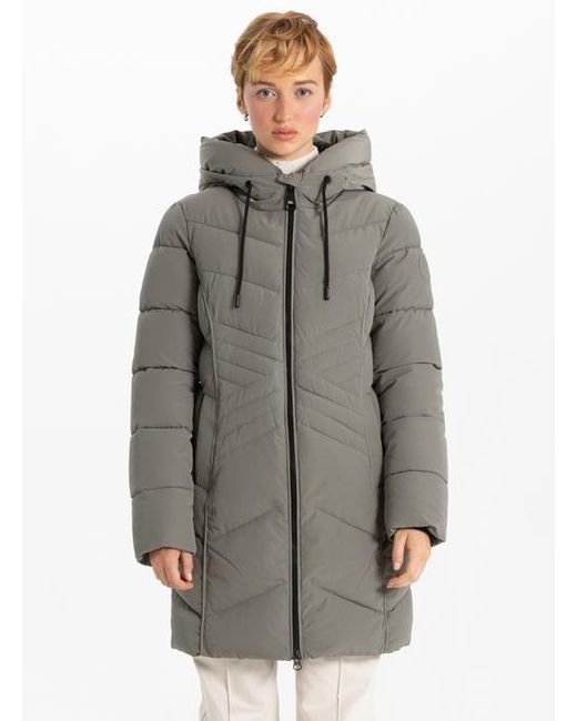 Point Zero Star-Stitch Chic Long Puffer Jacket in Gray | Lyst