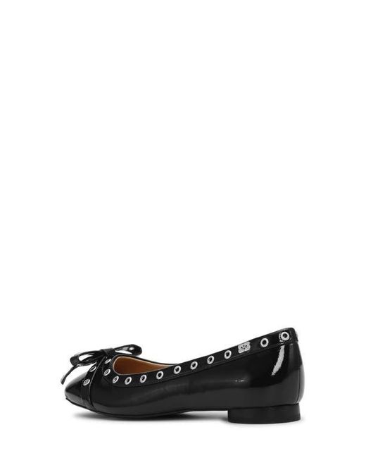 Ganni Eyelets Bow Ballet Pump in Black | Lyst