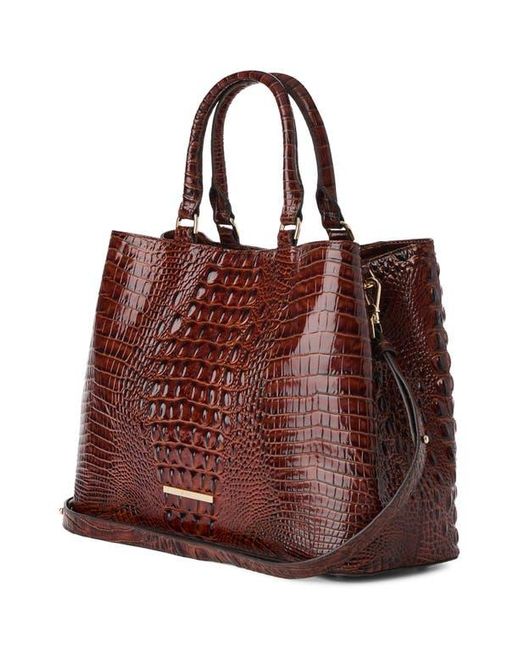Brahmin Denise Croc Embossed Leather Tote in Red | Lyst