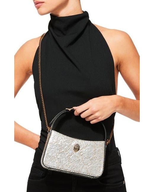Kurt Geiger Mini Bond Embossed Recycled Leather Top Handle Bag in Gray ...