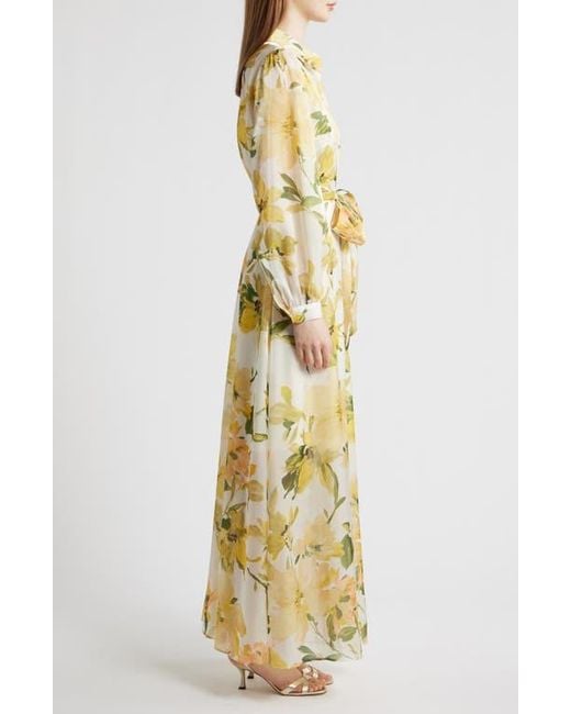 Julia Jordan Floral Long Sleeve Tie Belt Organza Cocktail Shirtdress in ...