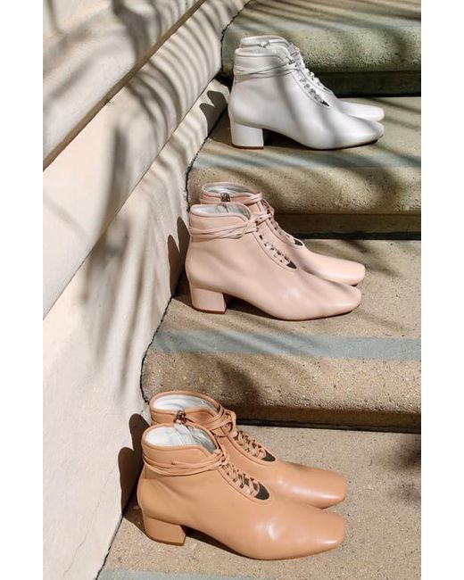 Daniella Shevel Lambskin Leather Cleo Ankle Boots in White | Lyst