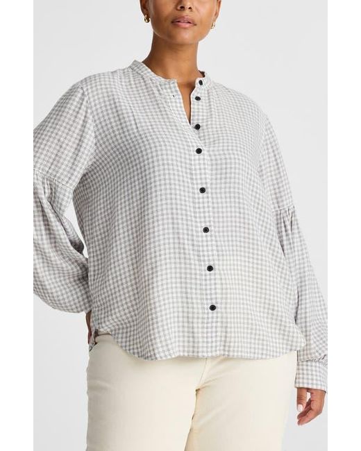 Madewell Band Collar Flannel Button-Up Shirt in Blue | Lyst