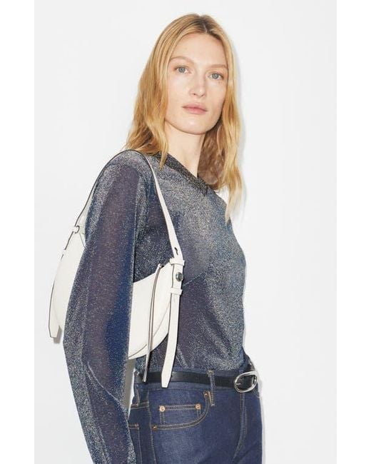 Tory Burch Romy Half Moon Shoulder Bag in Natural | Lyst