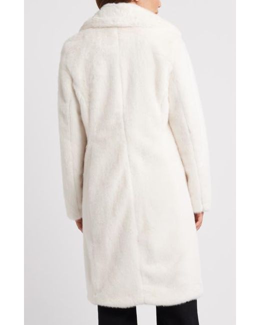 Via Spiga Reefer Longline Faux Fur Coat in White | Lyst