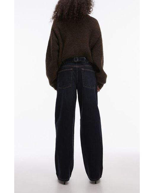 TOPSHOP Cinch Back Low Rise Wide Leg Jeans in Blue | Lyst