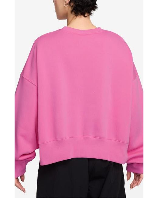 Nike Phoenix Fleece Crewneck Sweatshirt in Pink | Lyst