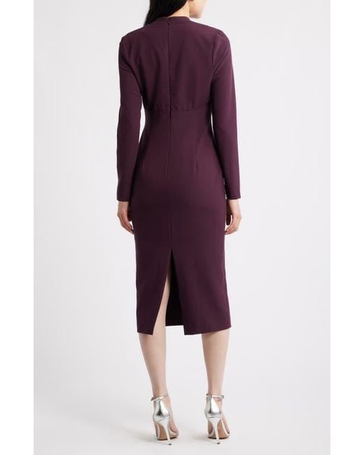 Black Halo Kylah Long Sleeve Midi Dress in Purple | Lyst