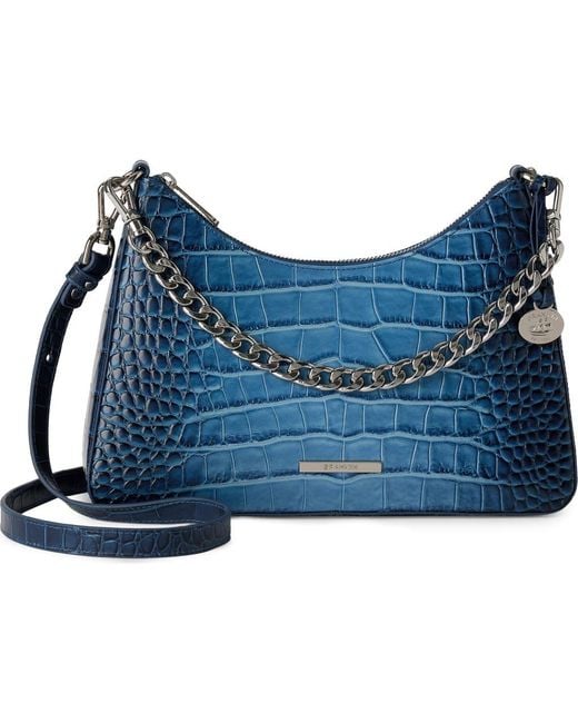 Brahmin Mod Esme Croc Embossed Shoulder Bag in Blue | Lyst