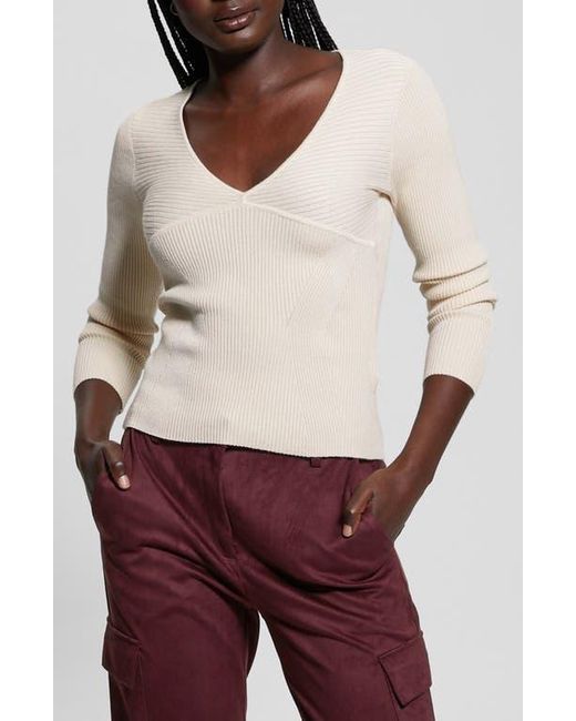 Guess Cirila V-Neck Rib Sweater in Purple | Lyst