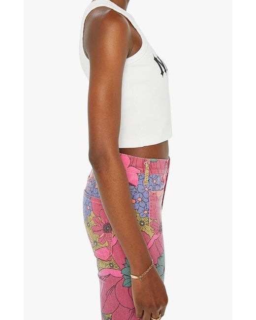 Mother The Chin Ups Chop Crop Graphic Tank in White | Lyst