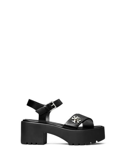 Tory Burch Turnlock Lug Sole Platform Sandal in Black | Lyst