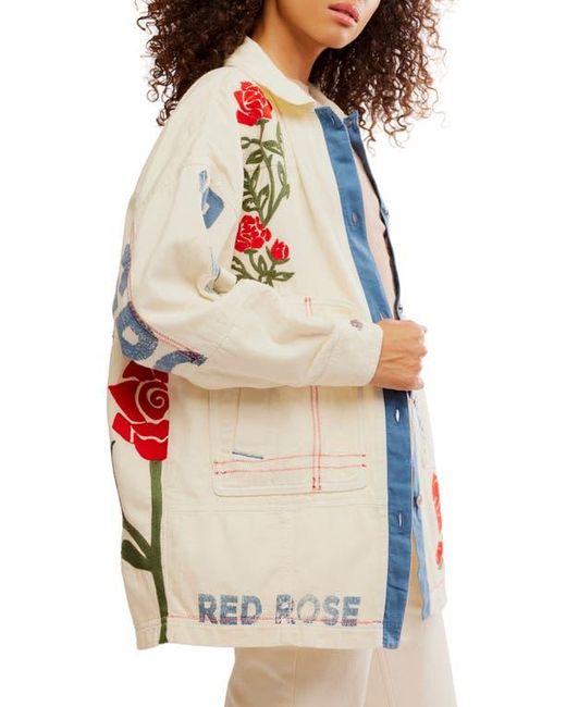 Free People Field Of Roses Embroidered Denim Jacket | Lyst