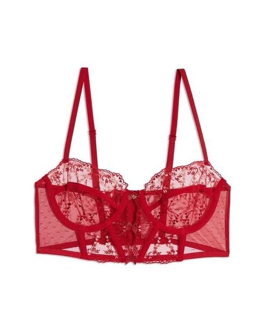 Etam Conquete N°9 Underwire Longline Balconette Bra in Red | Lyst