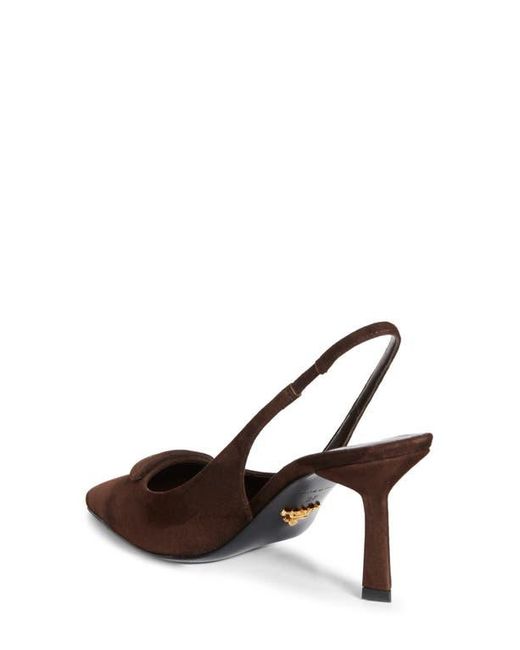 Prada Logo Slingback Pump in Brown | Lyst