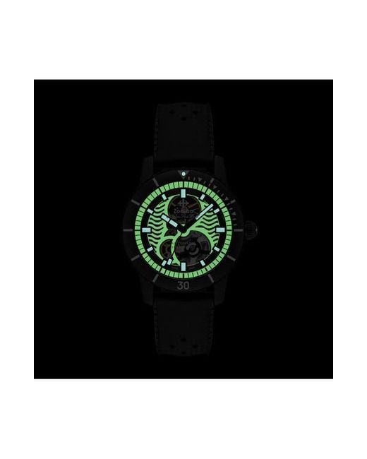 Zodiac Compression Diver Skeleton Rubber Strap Watch, 40Mm in Black for ...