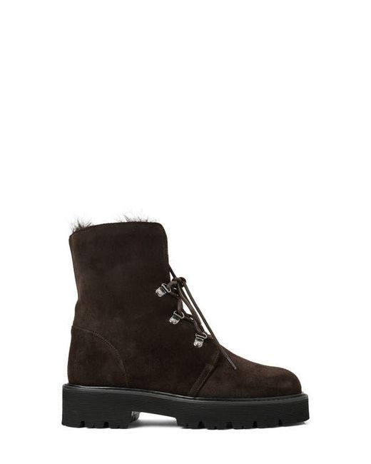 Aquatalia Eva Faux Shearling Cuff Weatherproof Hiker Boot in Black | Lyst