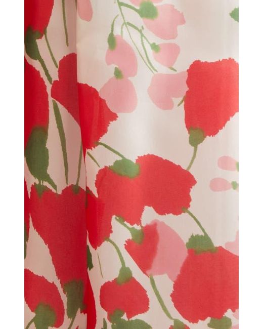Carolina Herrera Chain Strap Floral Silk Gazar Halter Gown in Red | Lyst