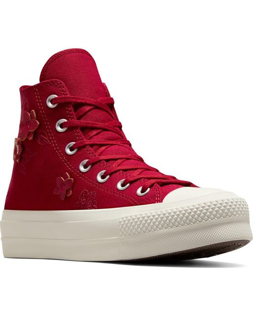 Converse Chuck Taylor All Star Lift High Top Sneaker in Red | Lyst