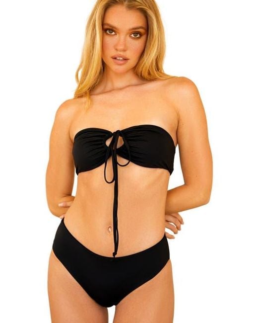 Dippin' Daisy's Amalfi String Tie Bandeau Bikini Top in Black | Lyst